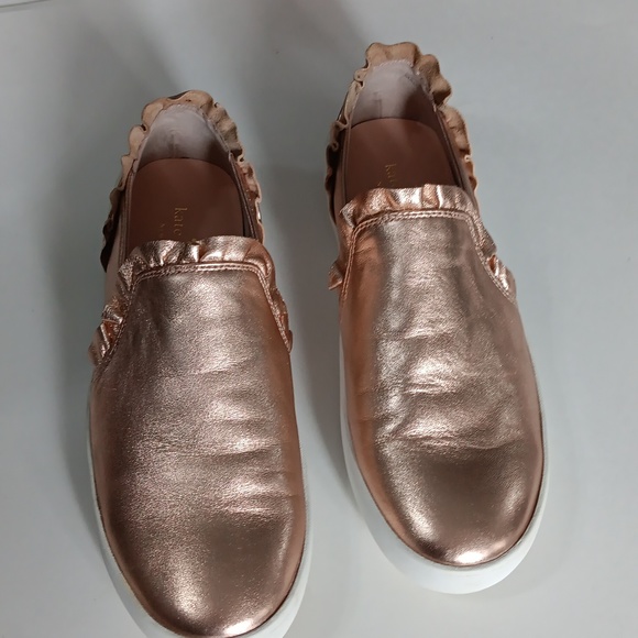 kate spade | Shoes | Kate Spade Lilly Ruffle Rose Gold Sneakers 8m 2 ...